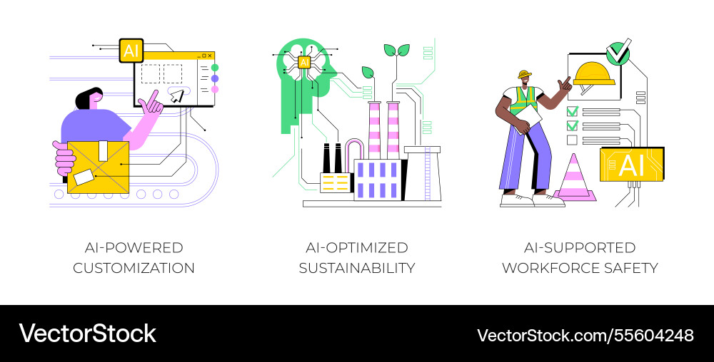 Ai-supported manufacturing processes abstract Vector Image