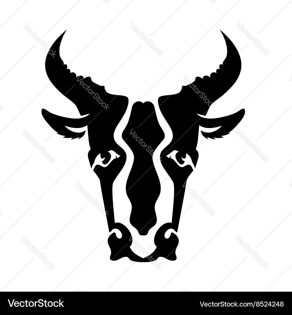 Bull head silhouette Royalty Free Vector Image