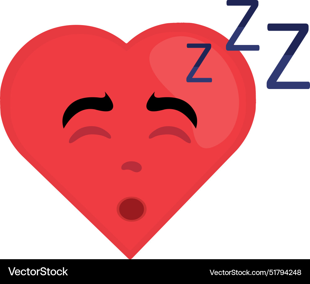 Character heart cartoon sleeping Royalty Free Vector Image