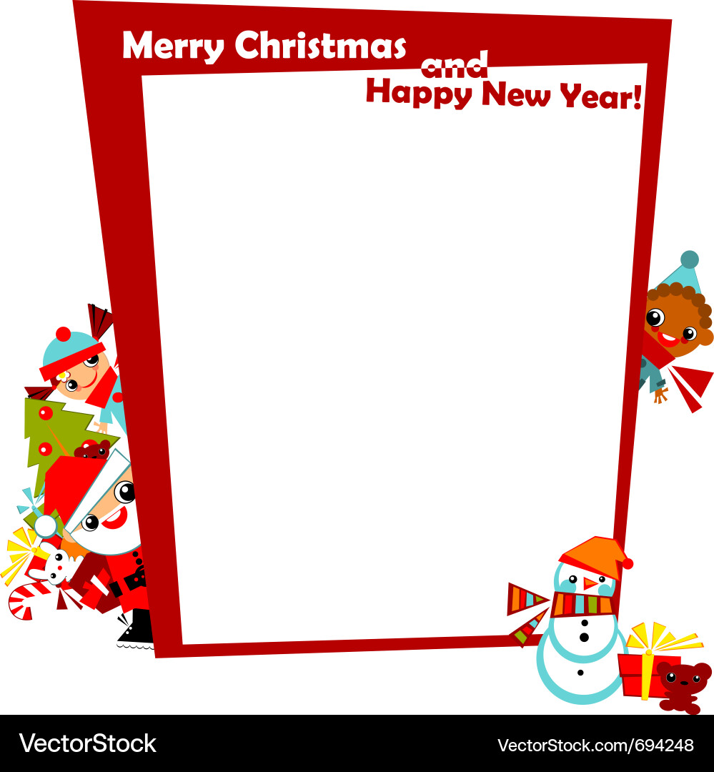 Christmas frame with kids Royalty Free Vector Image