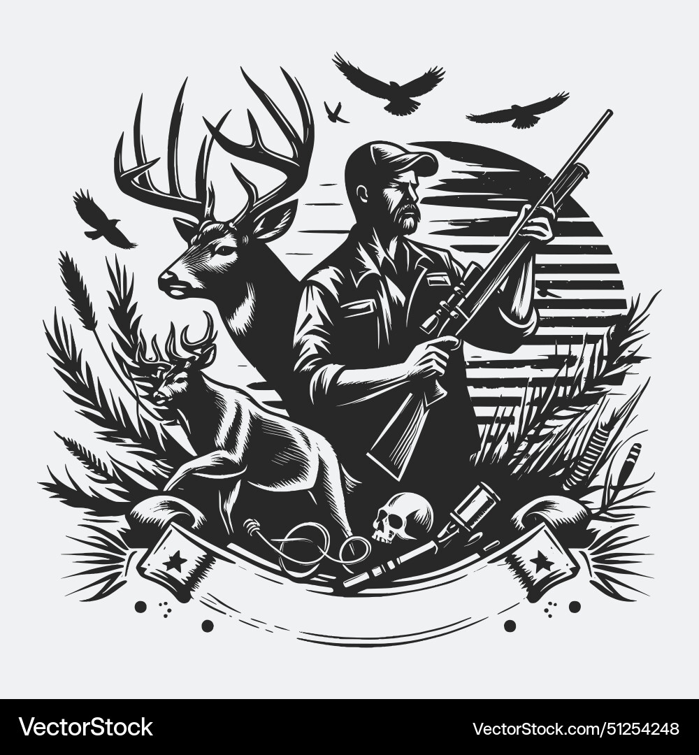 Hunting life svg silhouette file Royalty Free Vector Image