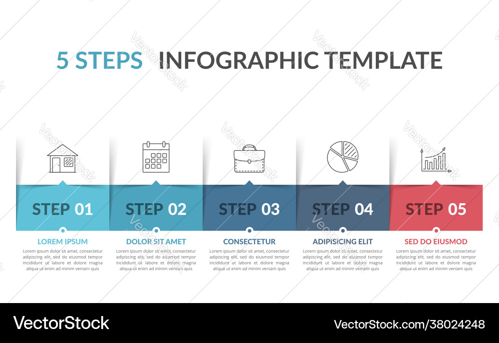 Infographic template with 5 steps Royalty Free Vector Image