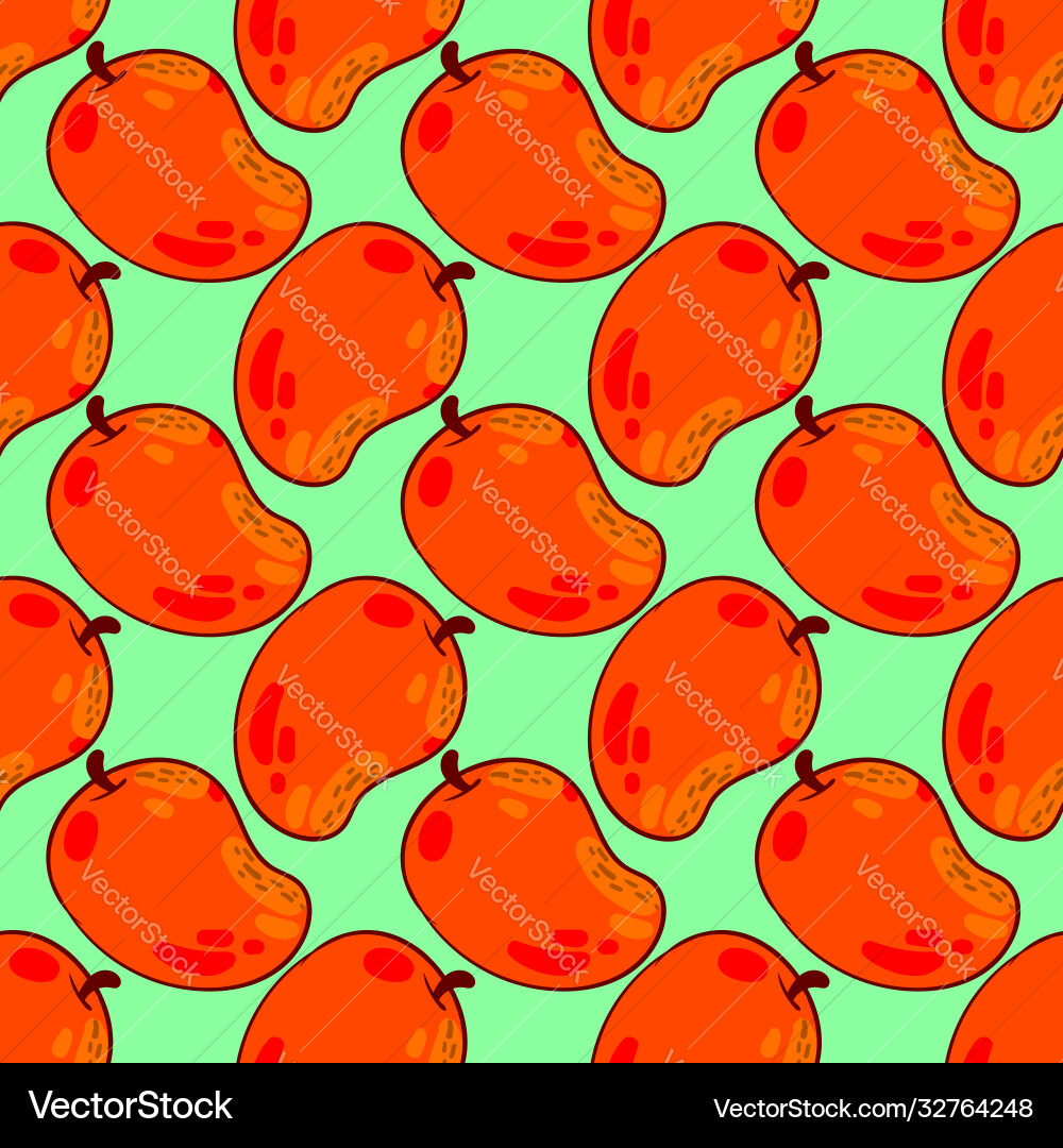 Mango pattern seamless on green background Vector Image