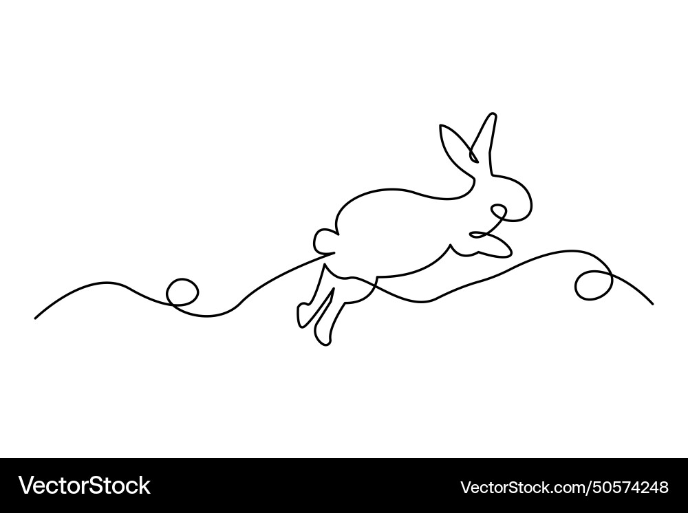 Minimalist one line drawing of a leaping rabbit Vector Image