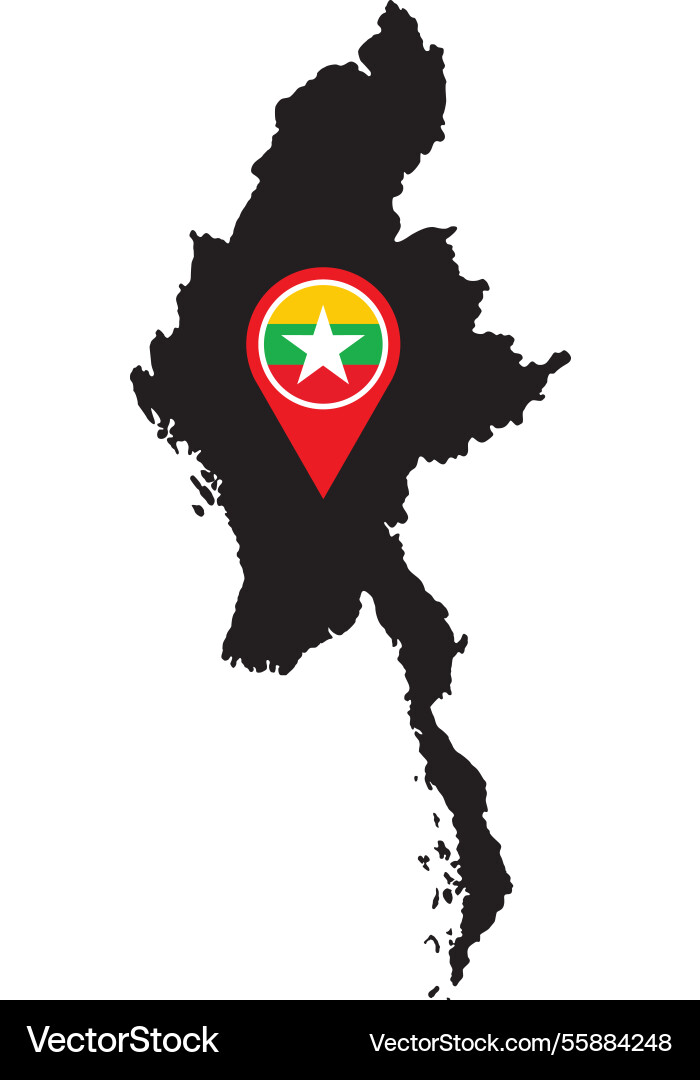 Myanmar pin map location Royalty Free Vector Image