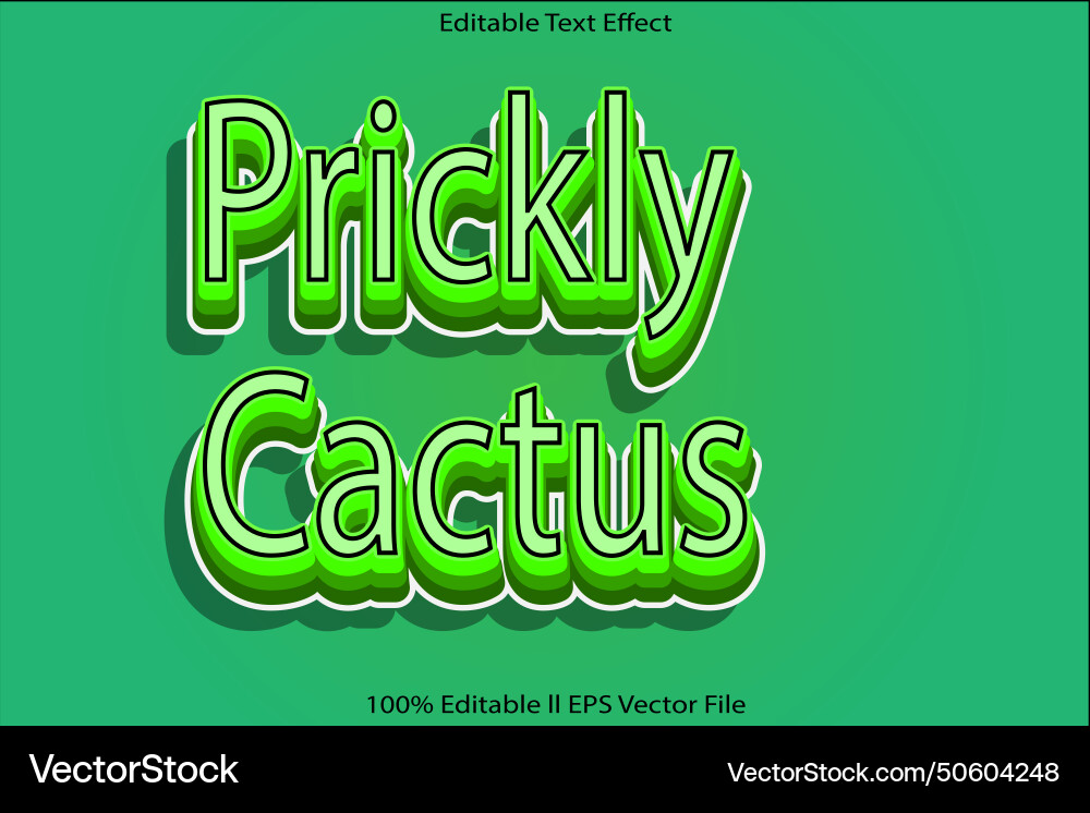 Prickly cactus editable text effect Royalty Free Vector