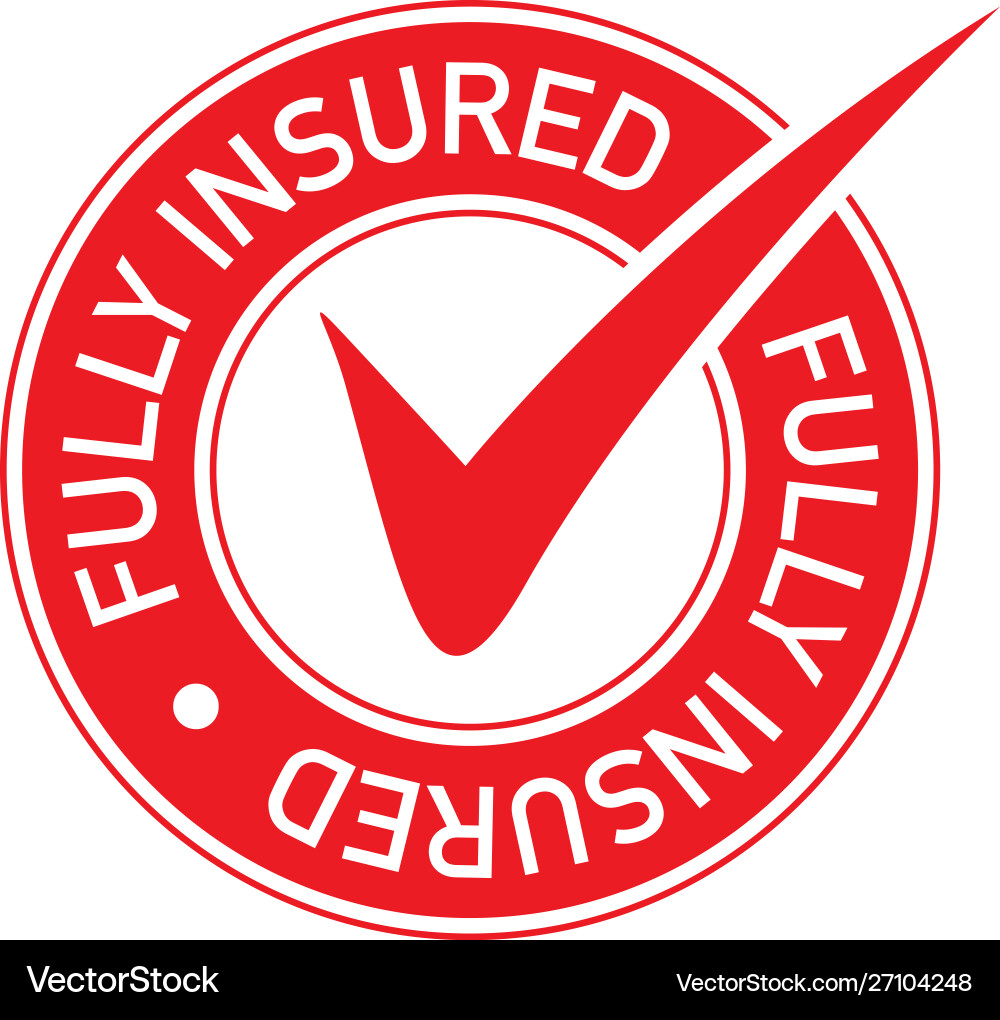 Red tick fully insured icon Royalty Free Vector Image