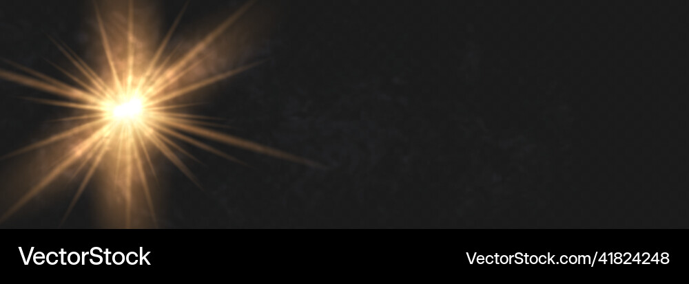 Yellow glowing light explodes on a transparent Vector Image