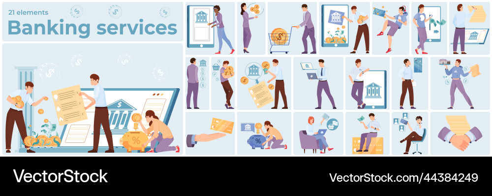 Banking services flat composition Royalty Free Vector Image