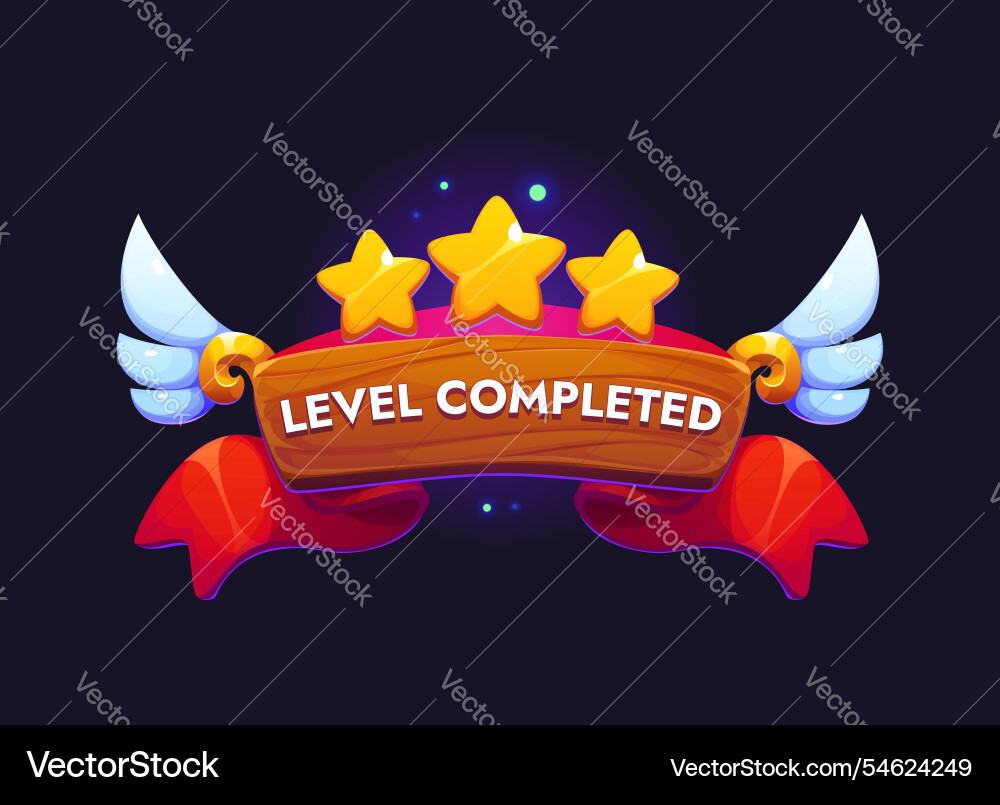 Cartoon game asset or icon level completed badge Vector Image