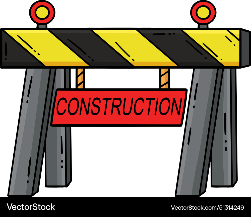Construction road barrier cartoon colored clipart Vector Image