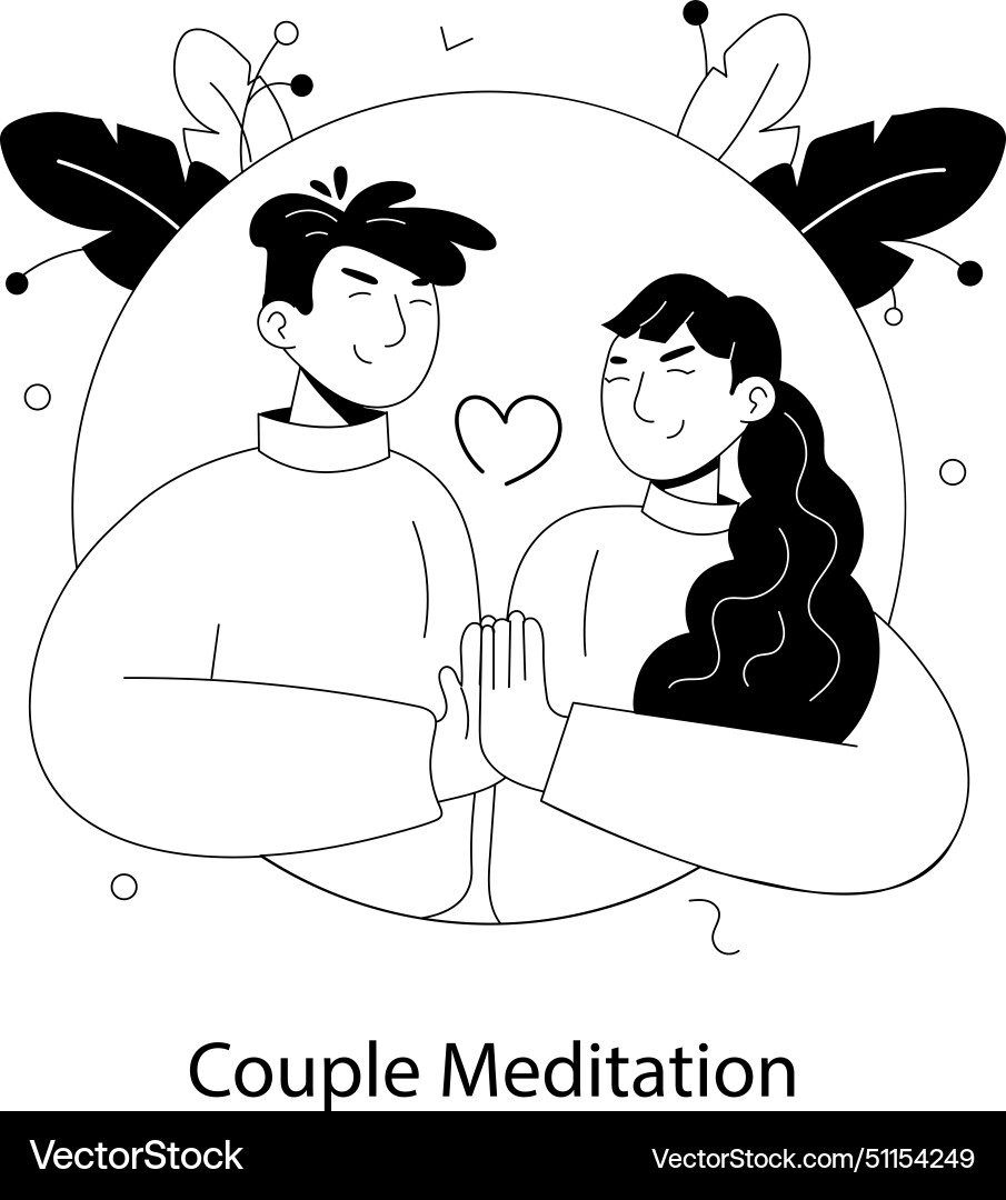 Couple meditation Royalty Free Vector Image - VectorStock