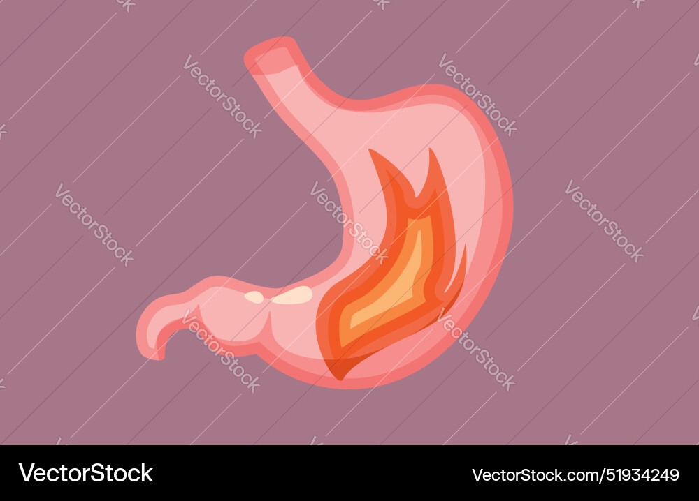 Hurt in stomach on fire cartoon Royalty Free Vector Image