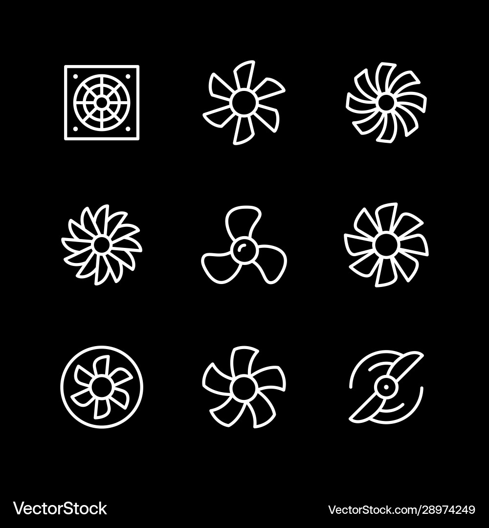 Line Icons: Fan & Ventilation Royalty Free Vector Image