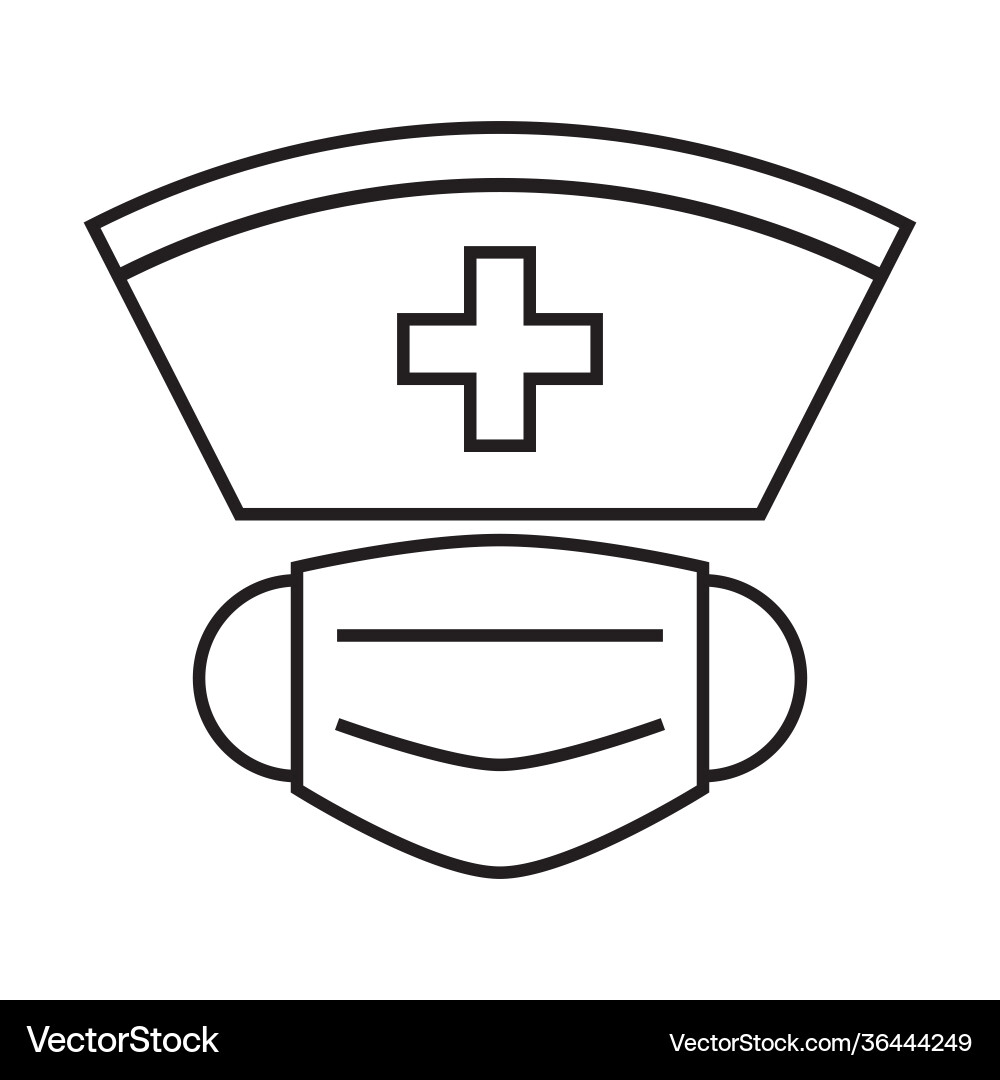 Nurse hat and face mask simple medicine icon Vector Image