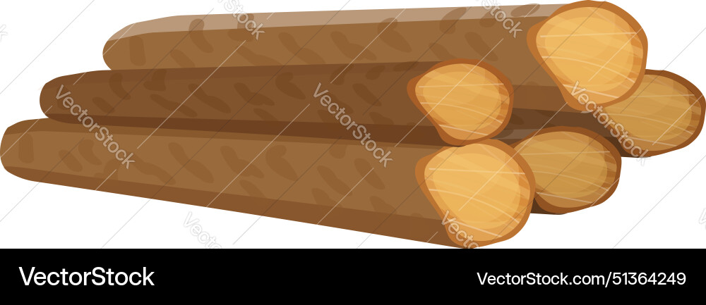 Stack of cartoonstyle wooden logs isolated Vector Image
