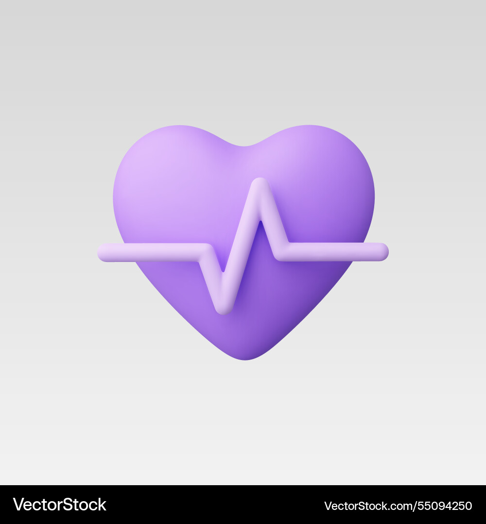 3d realistic heart beat pulse Royalty Free Vector Image