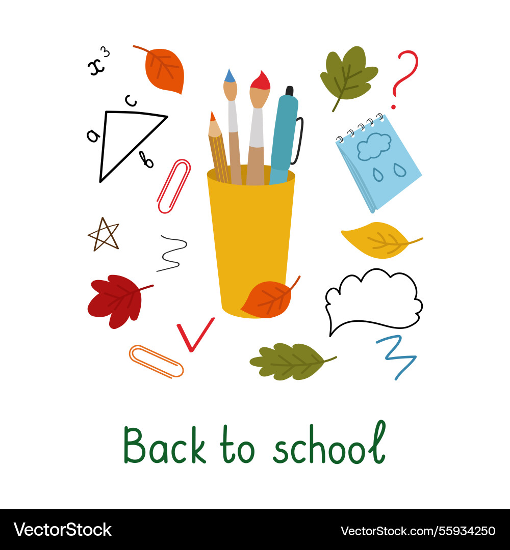 Back to school a pencil case with pens Royalty Free Vector