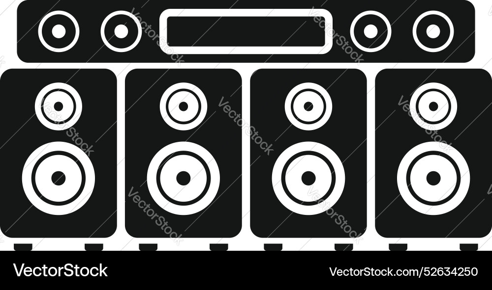 Big audio system playing loud music with four Vector Image