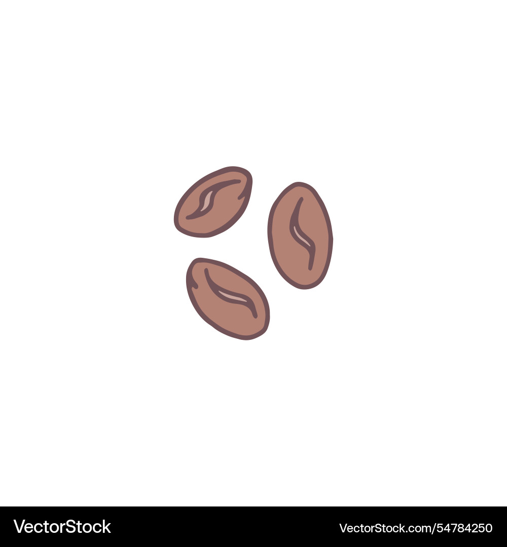 Coffee beans flat icon brown grains Royalty Free Vector