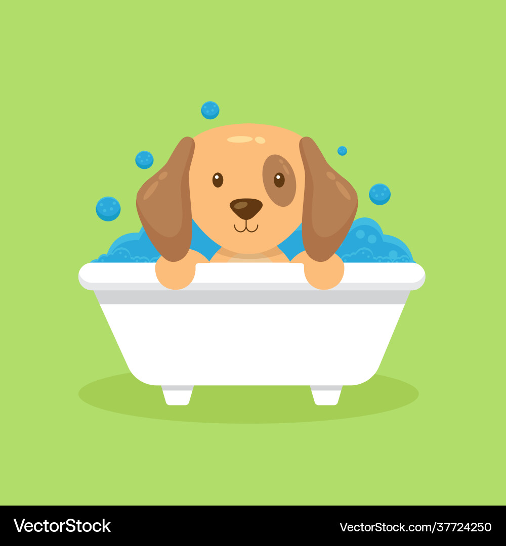 Cute dog take bath cartoon character Royalty Free Vector