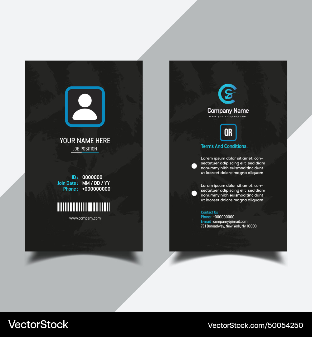 Elegant black id card design template Royalty Free Vector