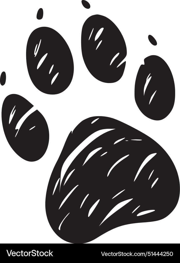 Paw print - black and white Royalty Free Vector Image