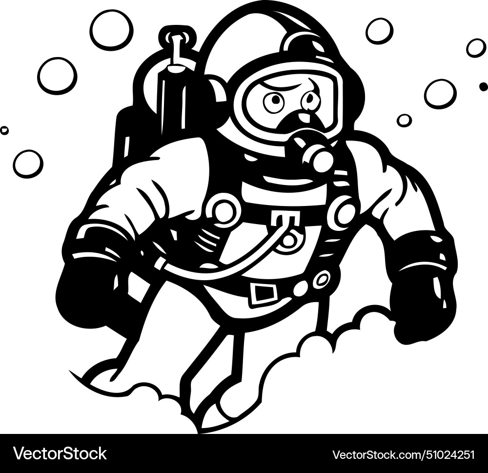 A diver wearing diving suit and mask Royalty Free Vector