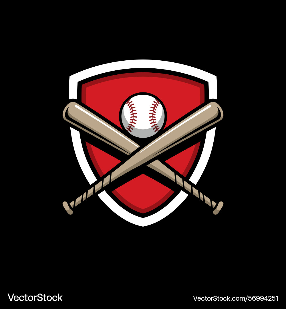 Baseball badge logo with crossed baseball bats Vector Image