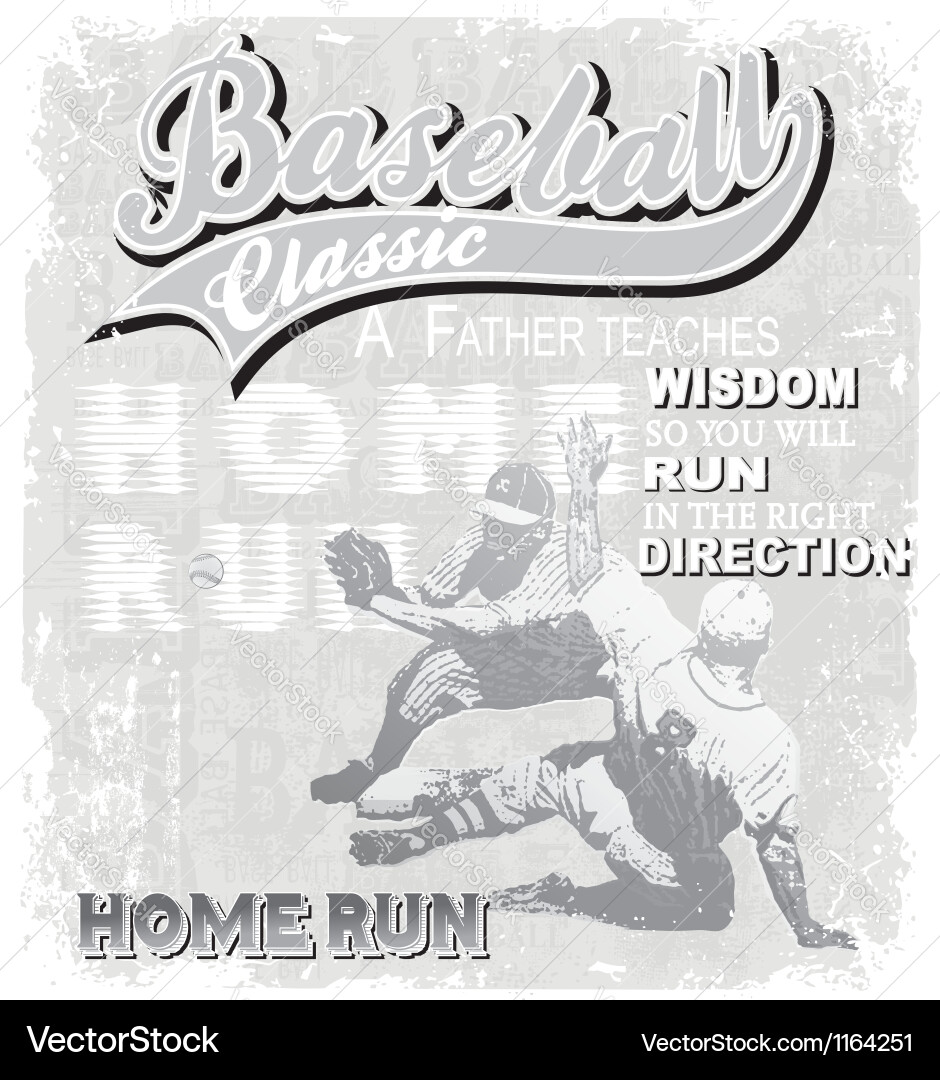 Baseball home run classic Royalty Free Vector Image
