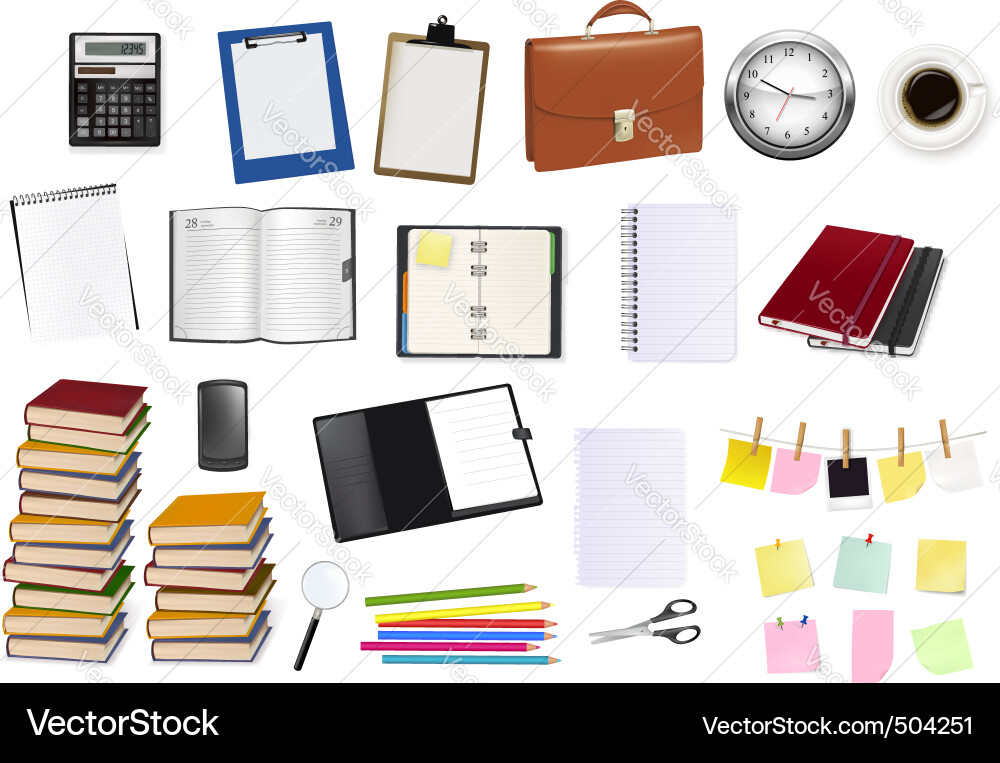 Business and office supplies Royalty Free Vector Image