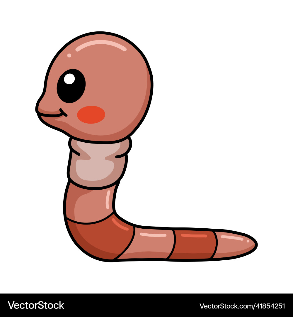 Cute little worm cartoon character Royalty Free Vector Image