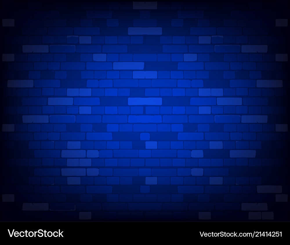 Dark blue brick wall realistic background Vector Image