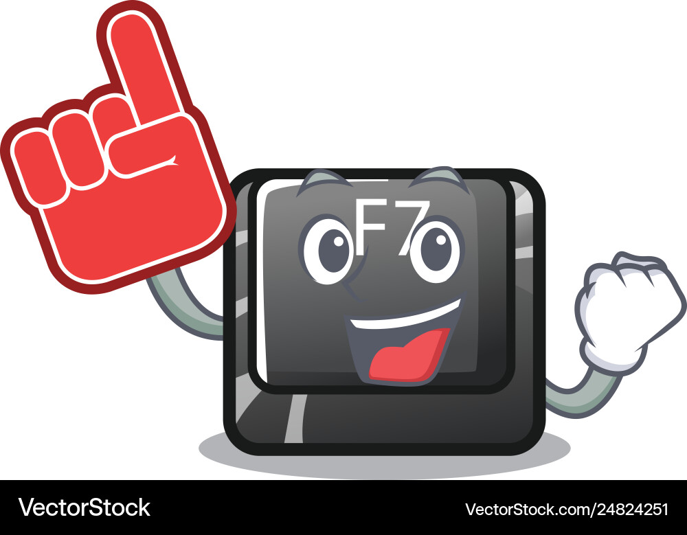 Foam finger button f7 isolated in character Vector Image