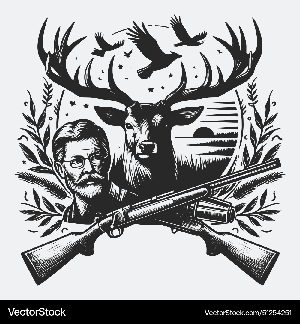 Hunting life svg silhouette file Royalty Free Vector Image