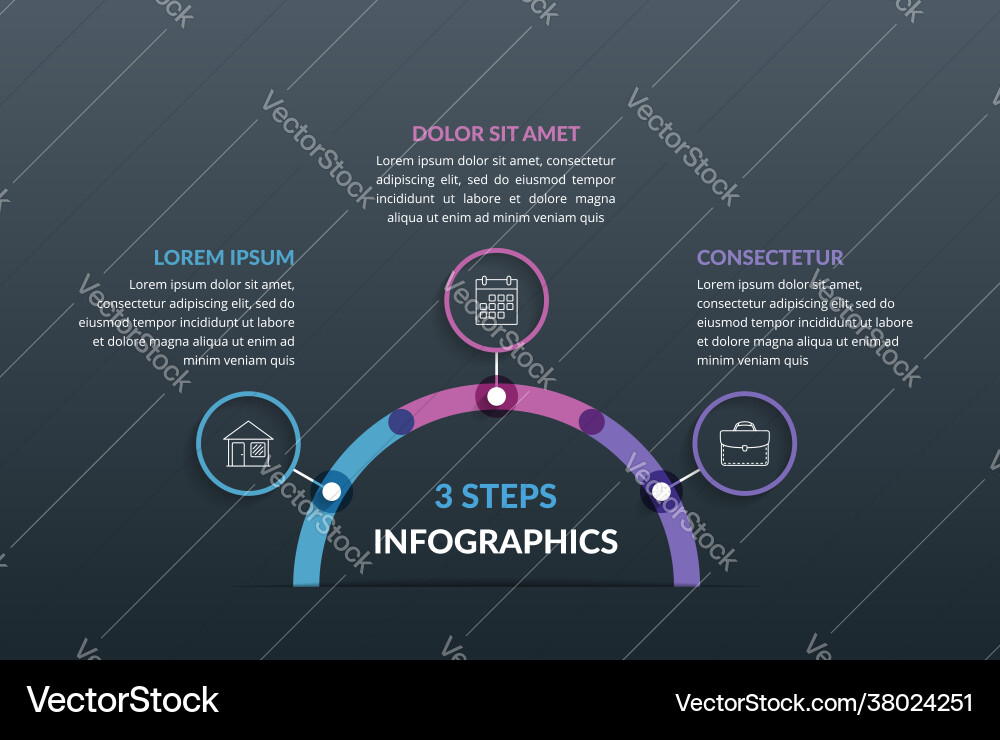Infographic template with three elements Vector Image