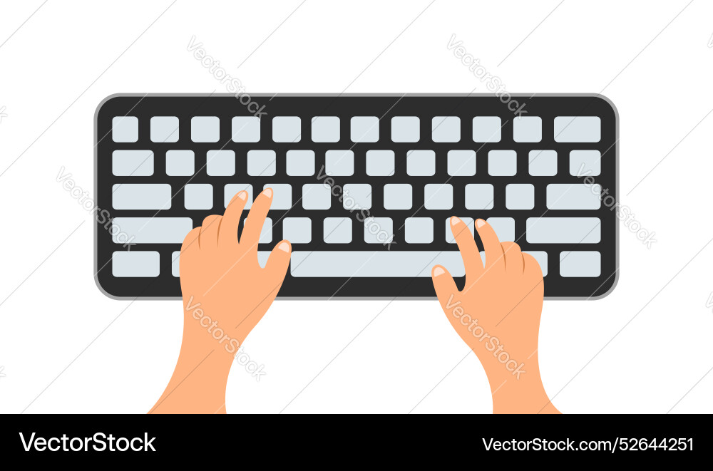 Keyboard hand typing work Royalty Free Vector Image