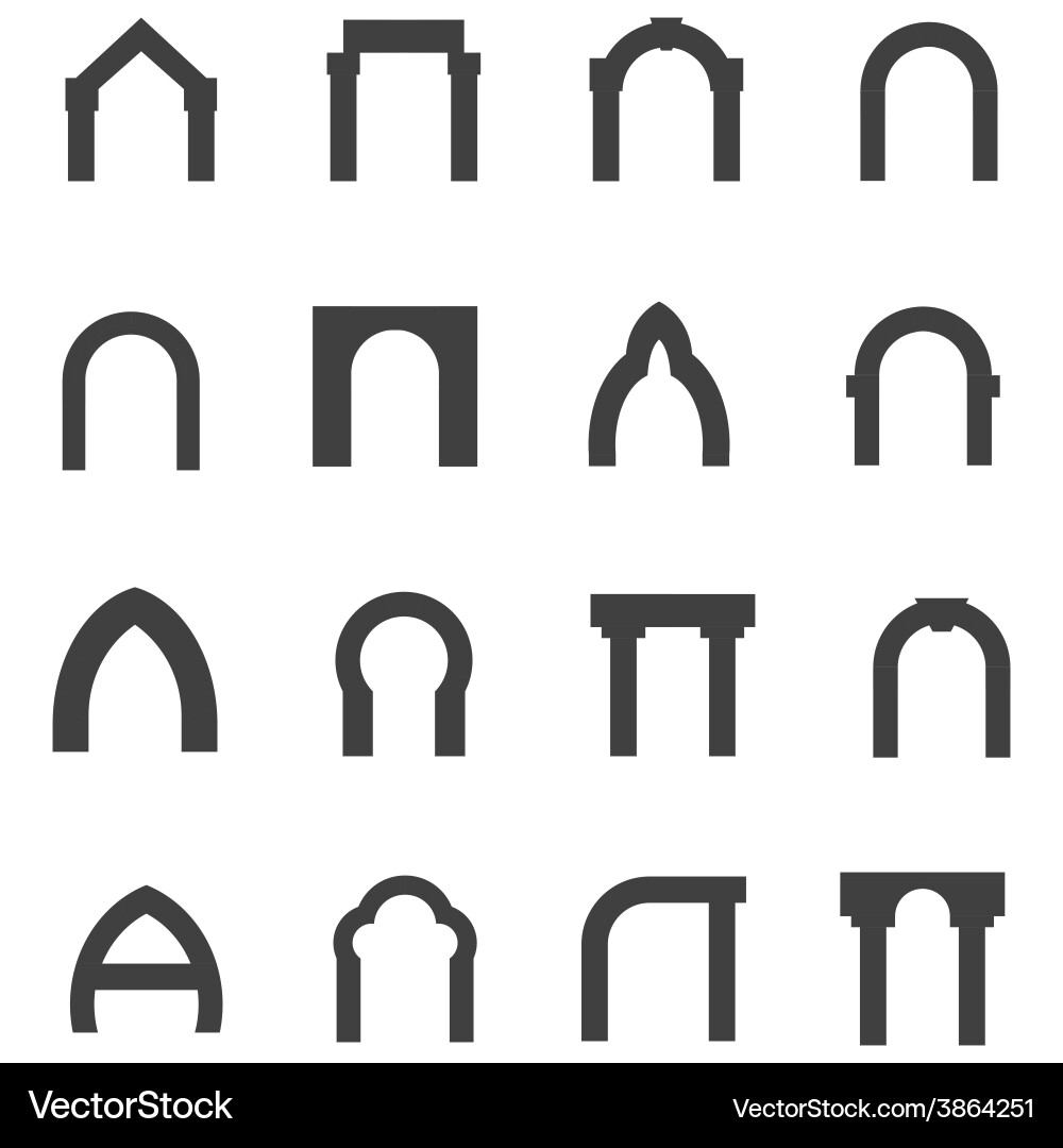 Monolithic Arch Icons Royalty Free Vector Image