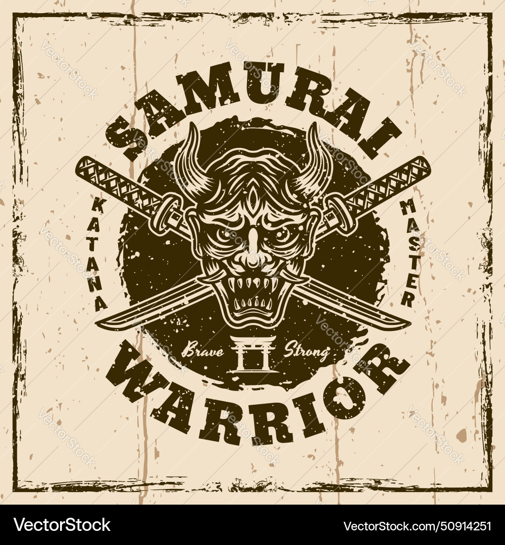 Samurai vintage emblem badge label Royalty Free Vector Image