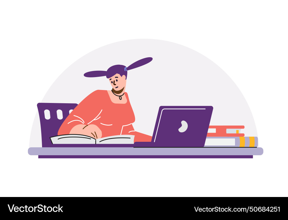 Student studying with technology Royalty Free Vector Image