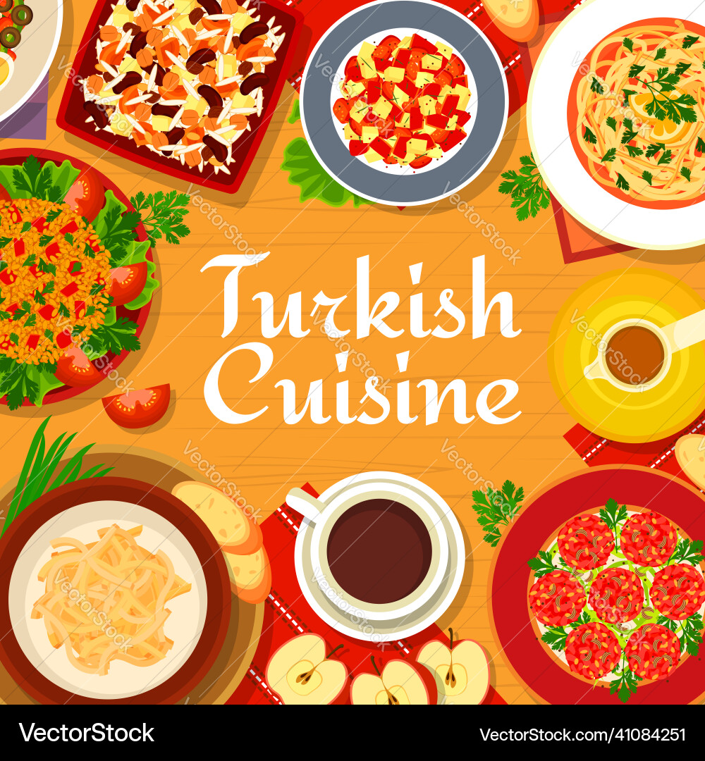 Turkish cuisine menu cover with restaurant meals Vector Image