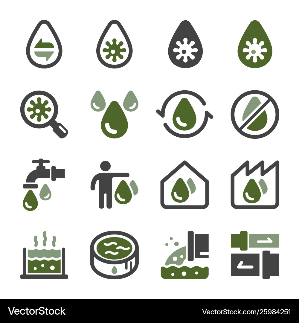 Waste water icon set Royalty Free Vector Image