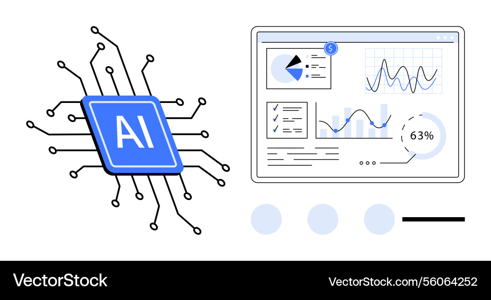 Artificial intelligence chip processing data Vector Image