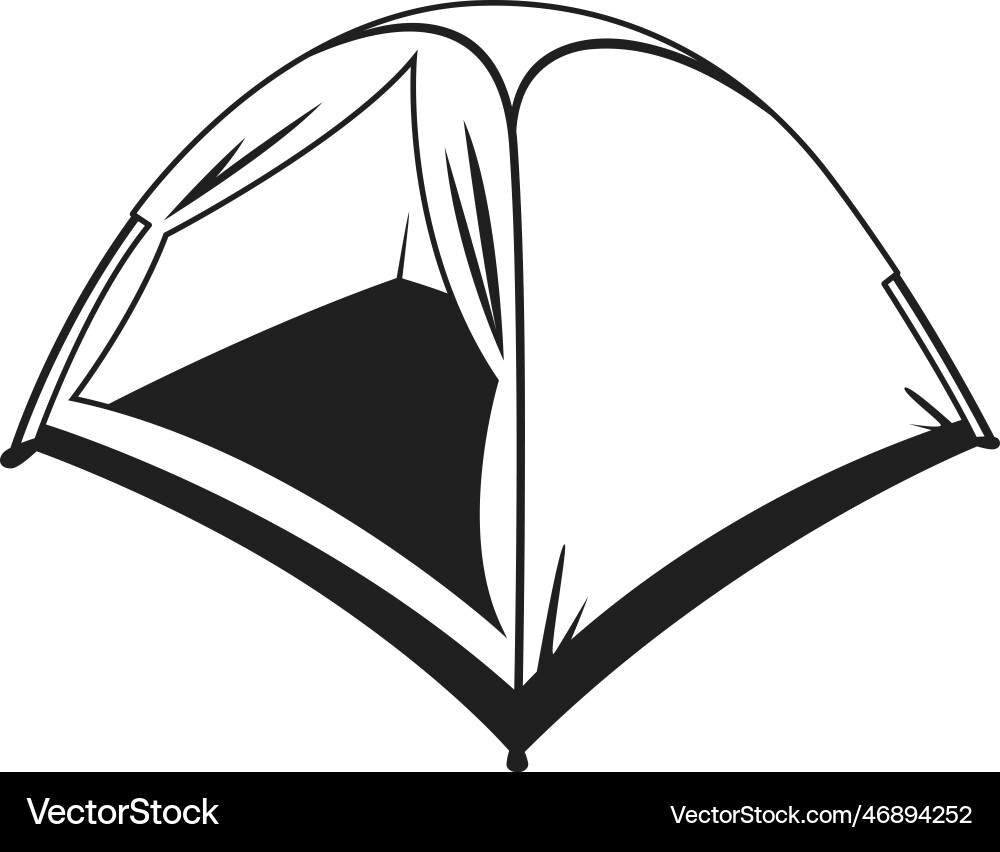 Black line tent drawing Royalty Free Vector Image