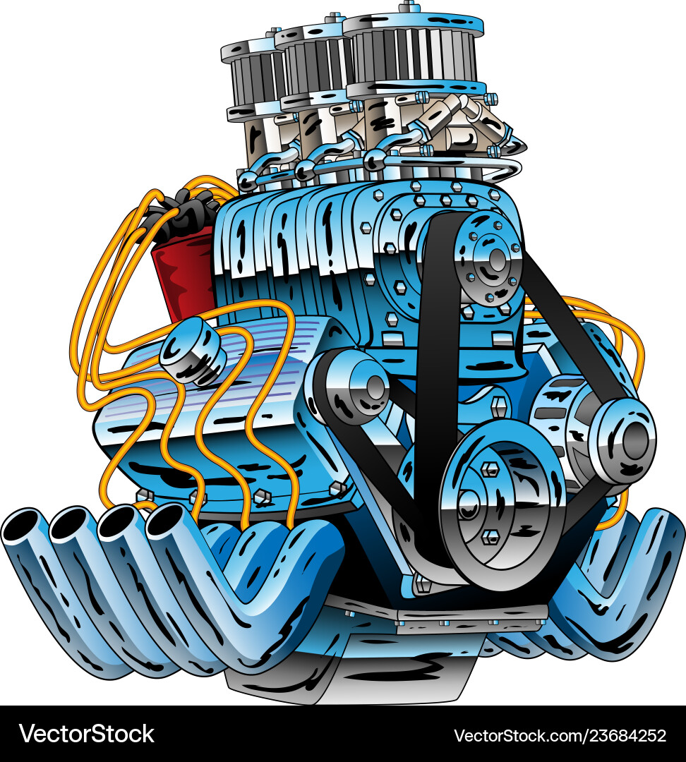 Chrome Dragster Engine - Hot Rod Royalty Free Vector Image