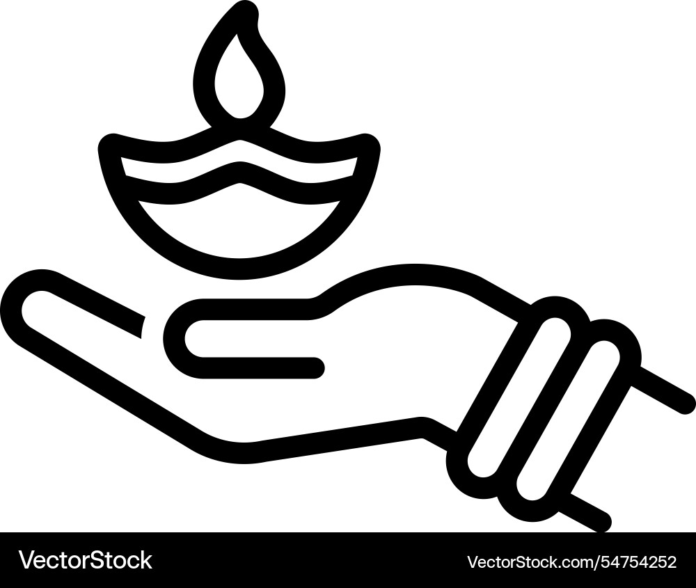 Diya on hand Royalty Free Vector Image - VectorStock