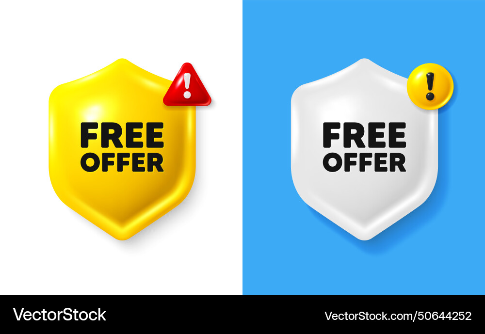 Free offer tag special sign shield 3d Royalty Free Vector