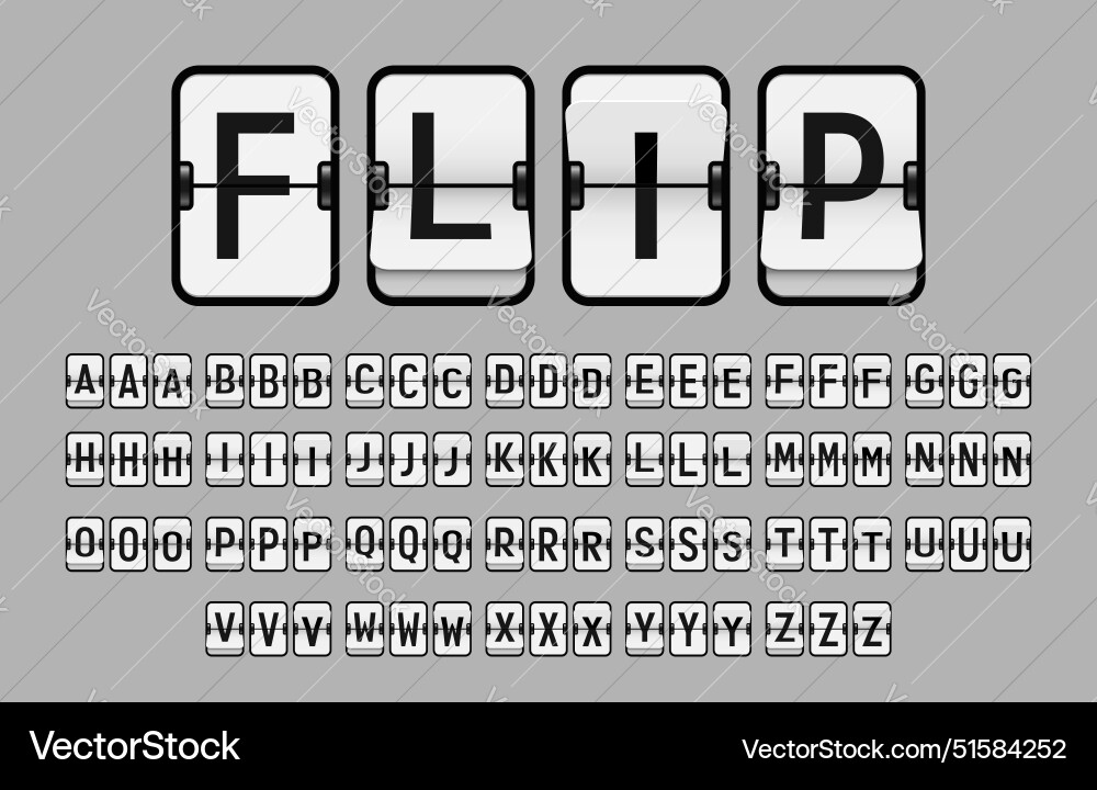 Latin alphabet split-flap or simply flap display Vector Image