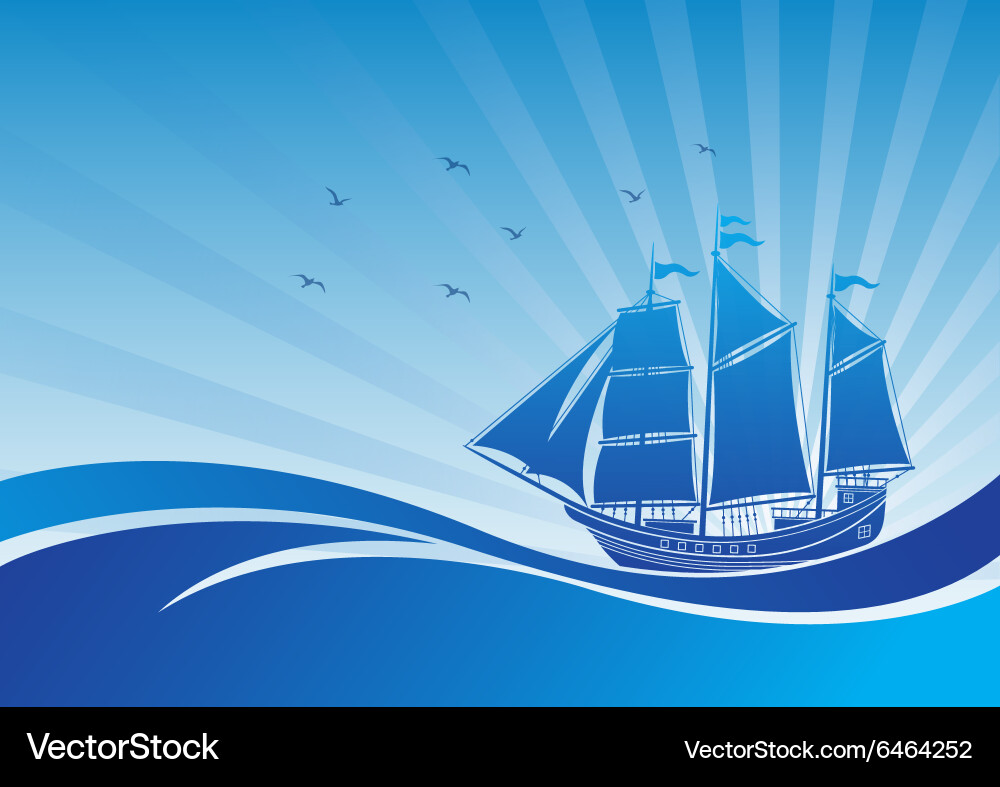 Sail ship background Royalty Free Vector Image