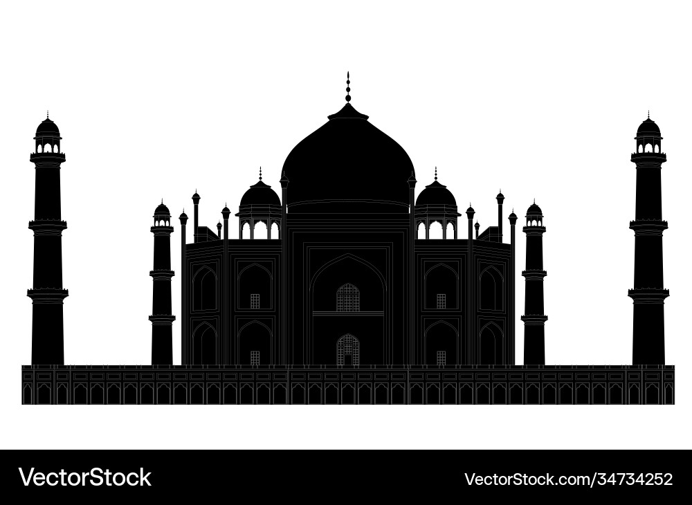 Taj mahal silhouette Royalty Free Vector Image